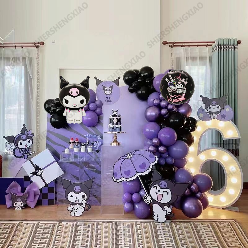 76pcs Kuromi Theme Party Balloons Kuromi Aluminium Foil Balloons Black ...