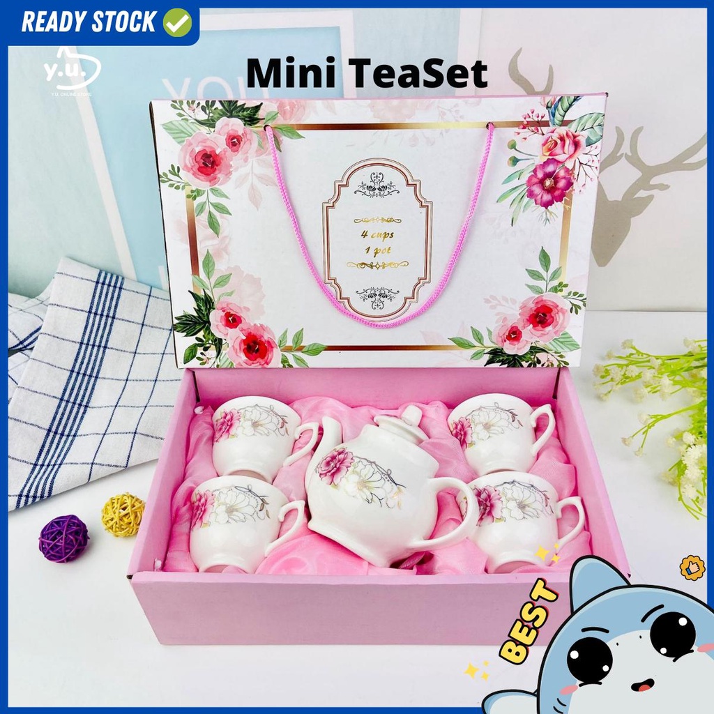 YU Store Ceramic Mini Tea Set with / Tea pot set / mini seramik teko ...
