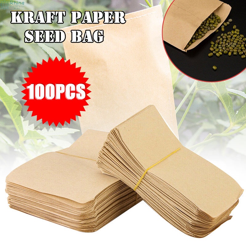 Rhine 100pcs 6x10cm Kraft Paper Bags Tea Food Seed Storage Mini ...