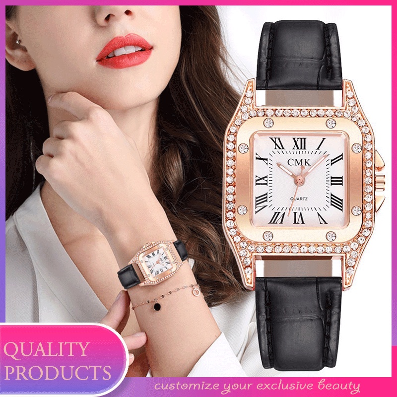 Women's square diamond belt watch digital diamond quartz watch | Shopee ...