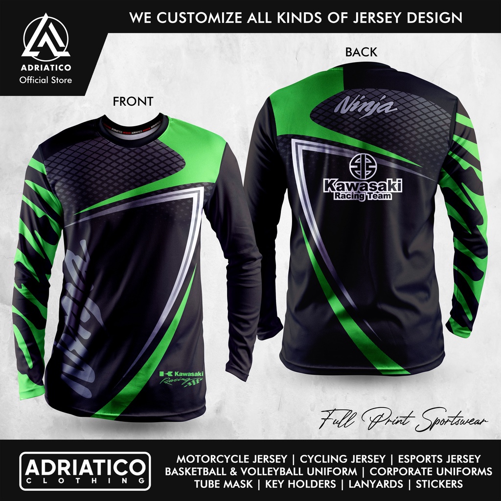 FULL SUBLIMATION Adriatico Motorcycle Jersey "Kawasaki Ninja'' Motorcycle Riding Clothes Long ...