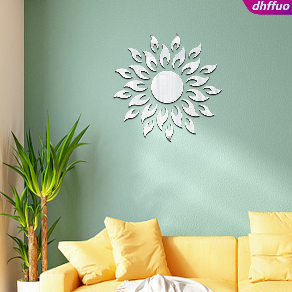 Wall Sticker Mirror Sunflower Shape Home Decor Acrylic 3D Mirror ...