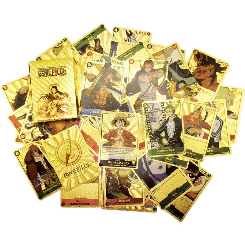 54pcs/36pcs/18pcs English Metal Golden One Piece Card Anime Luffy Nami ...