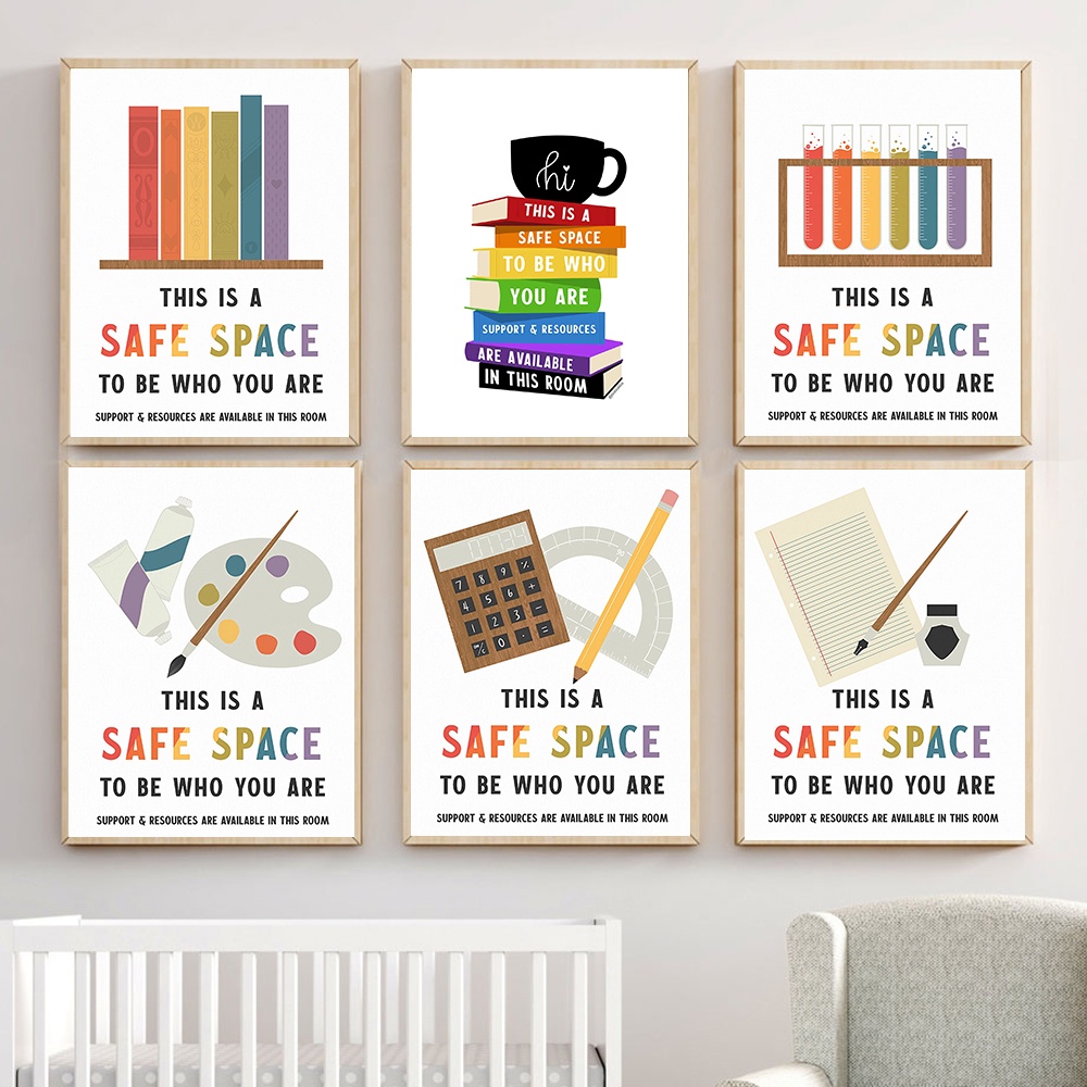 Abstract Safe Space School Poster Art Prints LGBTQ Class Canvas ...