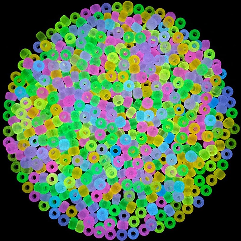 50Pcs Acrylic Luminous Beads Glow In The Dark Pony Beads Hair Beads ...