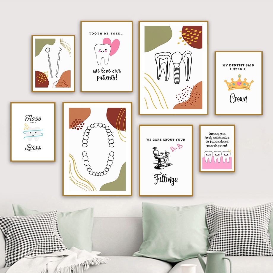 Teeth Oral Health Floss Dentist Tools Wall Art Canvas Painting Posters ...
