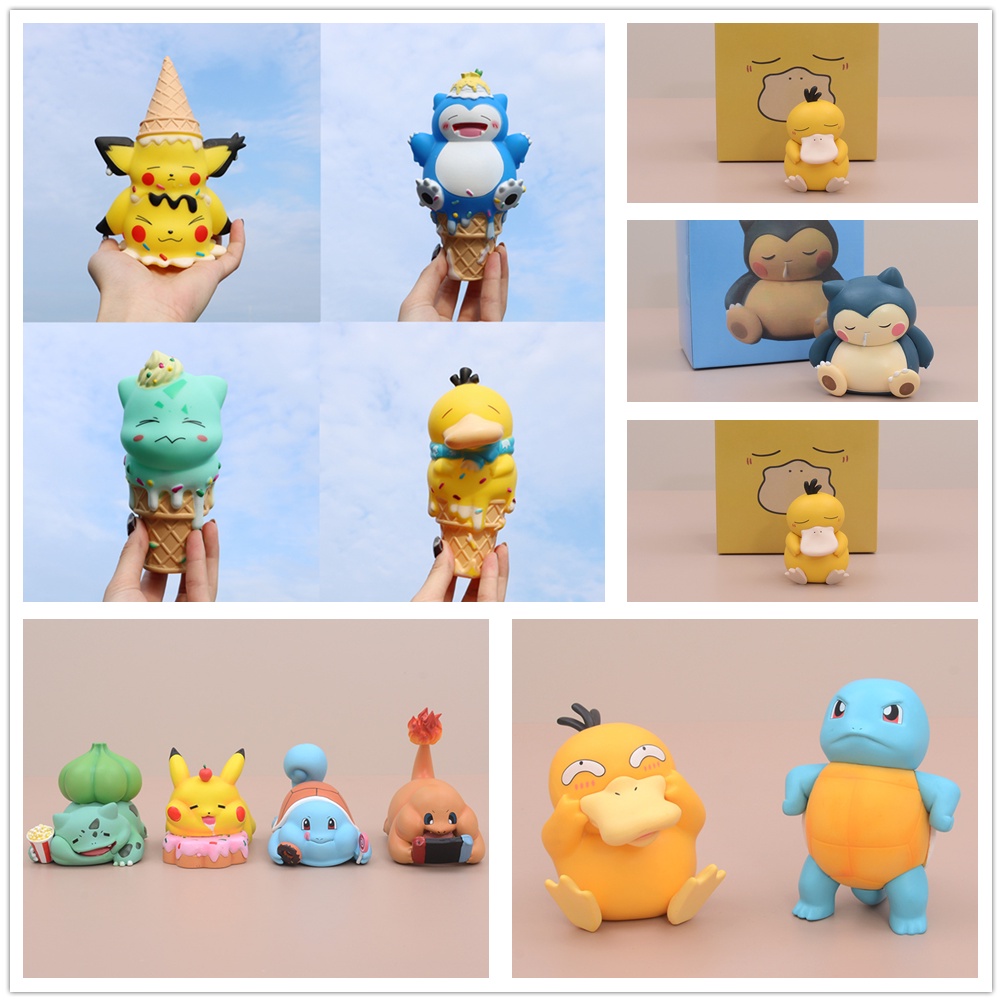Anime Pokemon Pikachu Psyduck Snorlax Bulbasaur Pvc Figure Cartoon Cute ...