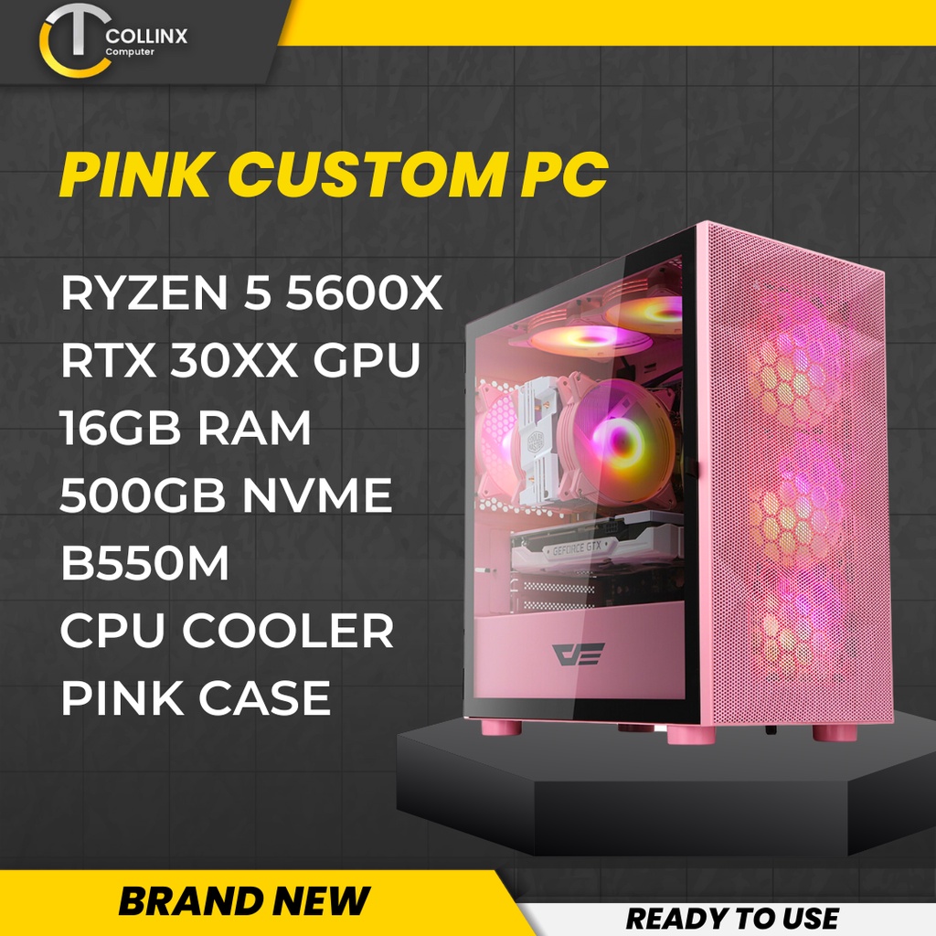 [ PINK PC BUILD A ] AMD RYZEN 5 5600X GAMING DESKTOP / 16GB RAM ...