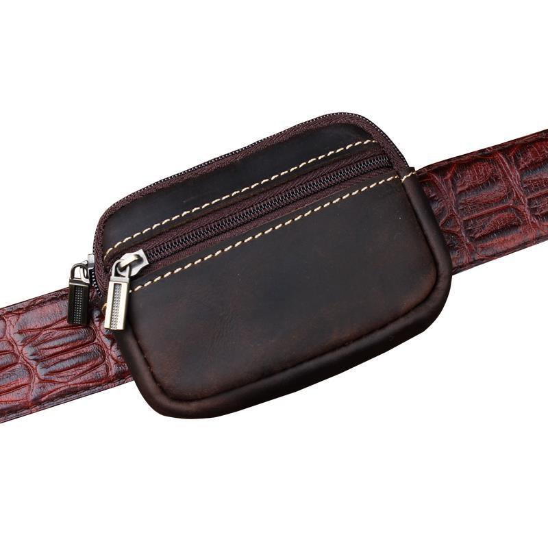 [Spot] belt wallet men's cowhide belt waist bag mini coin purse small ...