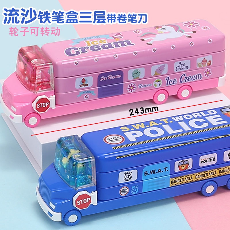 Creative Multifunction Metalic School Bus Pencil case Set Roadster ...
