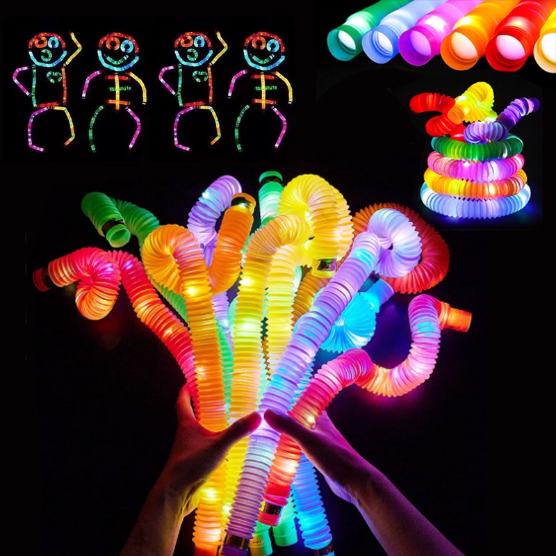 LED Pop Tubes Toy Sensory Toy Colorful Telescopic Pop Tube Toy Stress ...