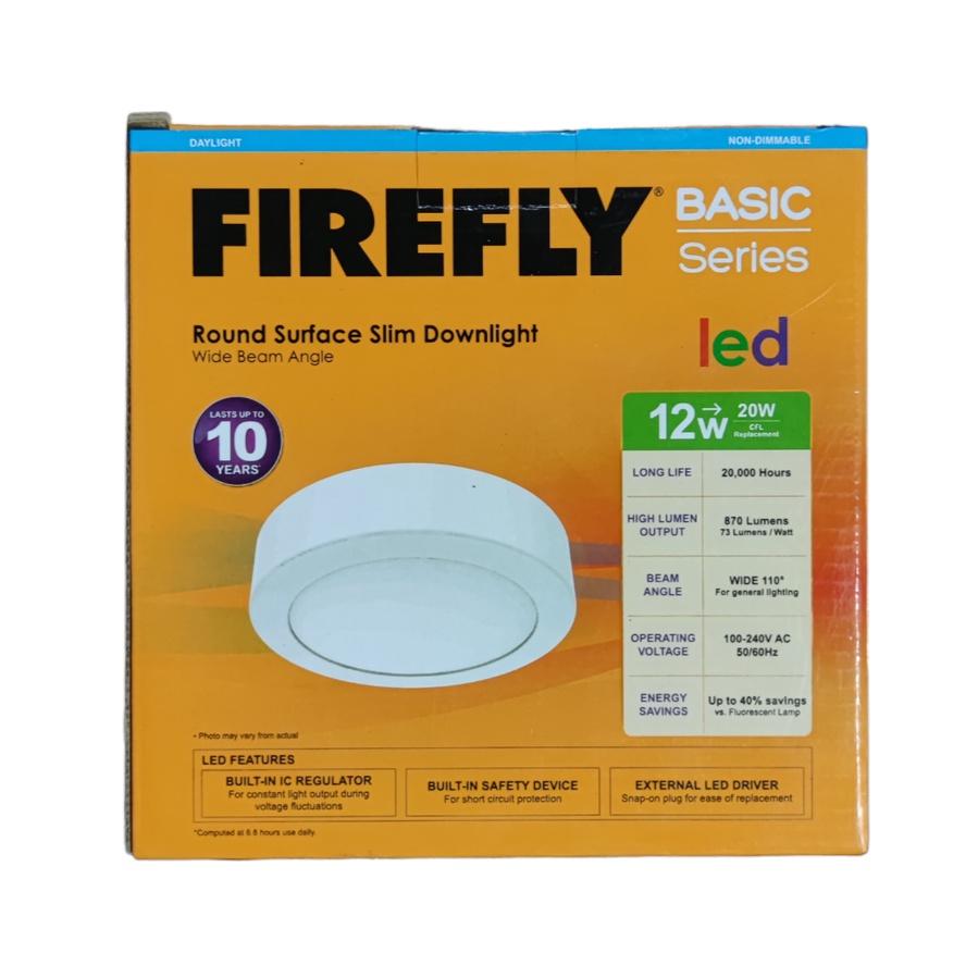 Firefly 12W LED Downlight Round Surface Type 220V Daylight 6500K ...