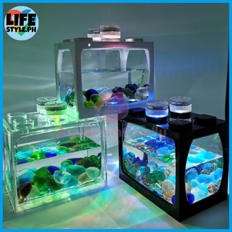 LS Fish Tank Betta Box Mini Aquarium Block Tank Betta Guppy Fish Tank ...