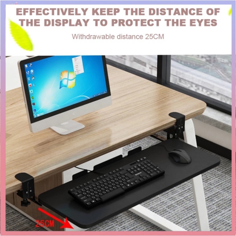 【1-year warranty】Punch-Free Sliding Rail Keyboard Rack keyboard tray ...