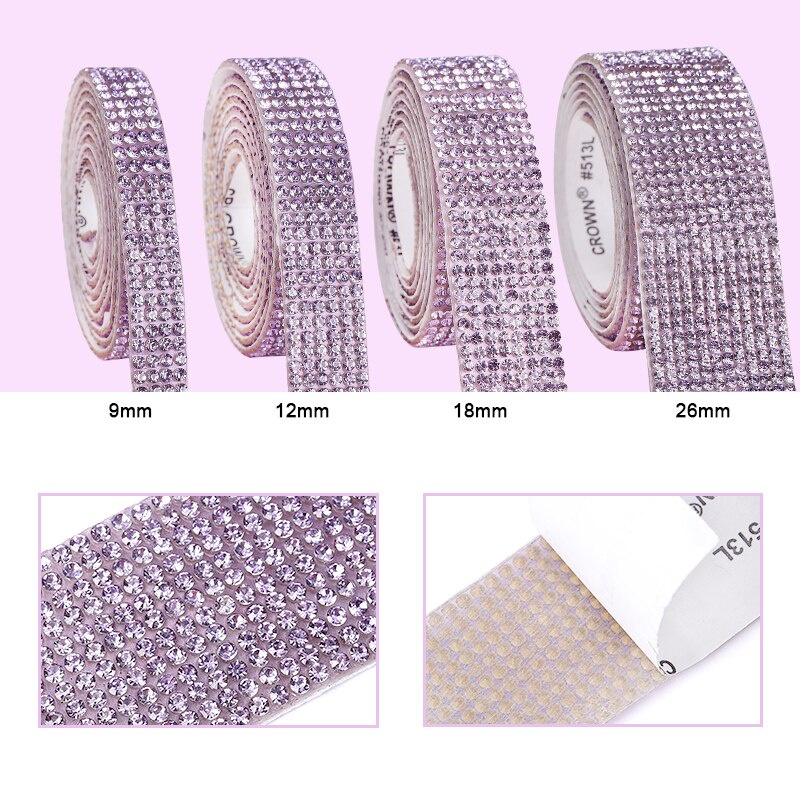 1Yard 91cm Self Adhesive Crystal Rhinestone Diamond Ribbon Glitter ...