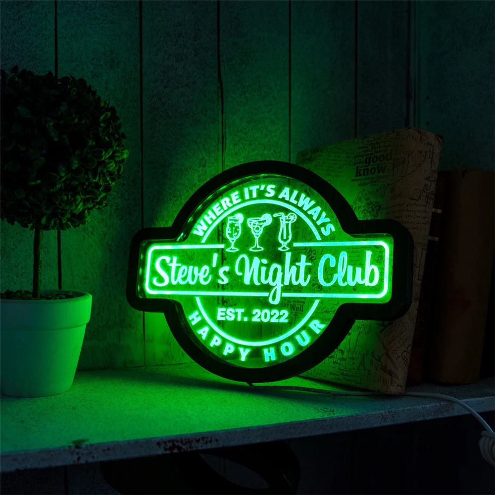 Personalized Night Club Neon Sign for Party Gathering Happy Hour Wall ...