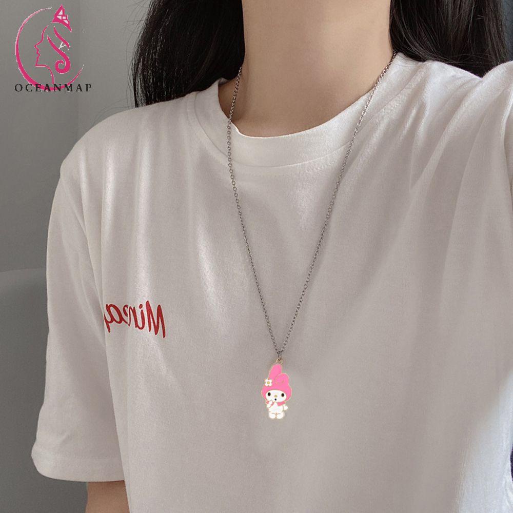OCEANMAP Trendy Korean Anime Necklace Sweet Kuromi Woman Clavicle ...