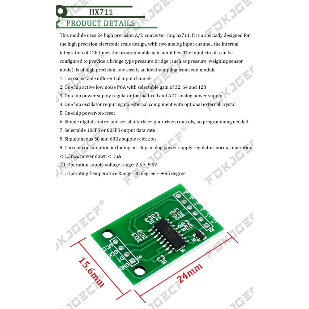 5pcs Dual Channel HX711 Load Cell Sensor Module Weighing Pressure Sensors 24Bit Precision AD ...
