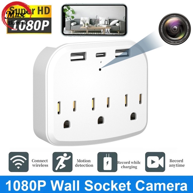 ready stock Hd 1080p Wall Outlet Wifi Mini Camera Type-c Usb Socket ...