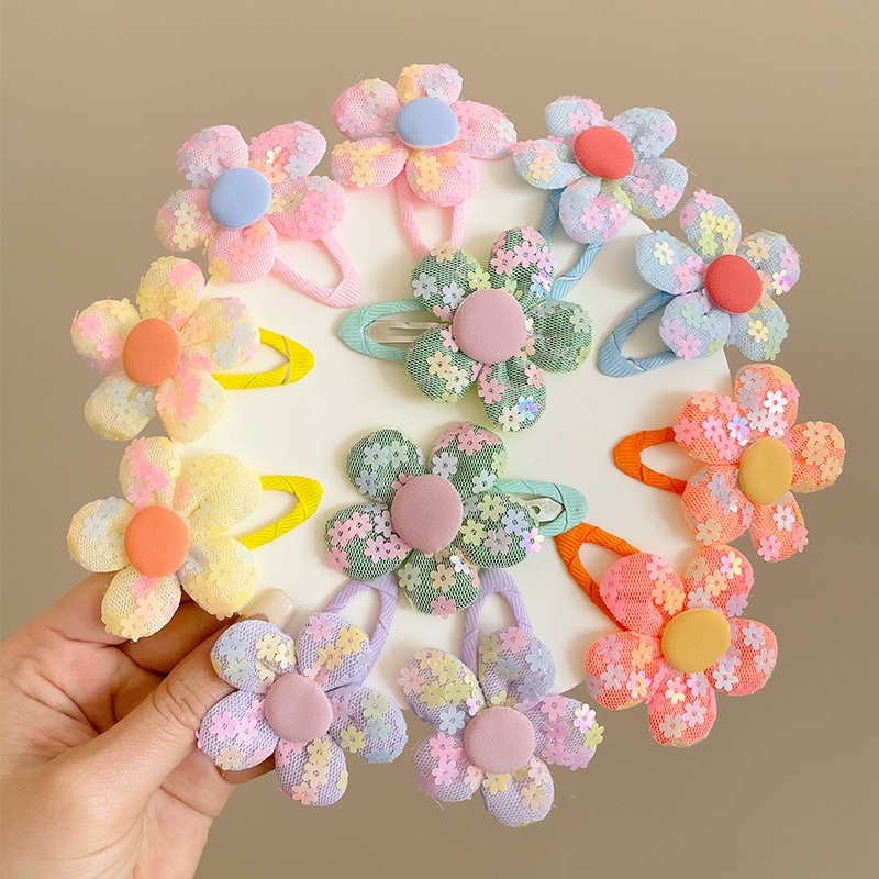 Children's Colorful Flowers Hair Clip Set Kids Girl Baby Cute Duckbill ...