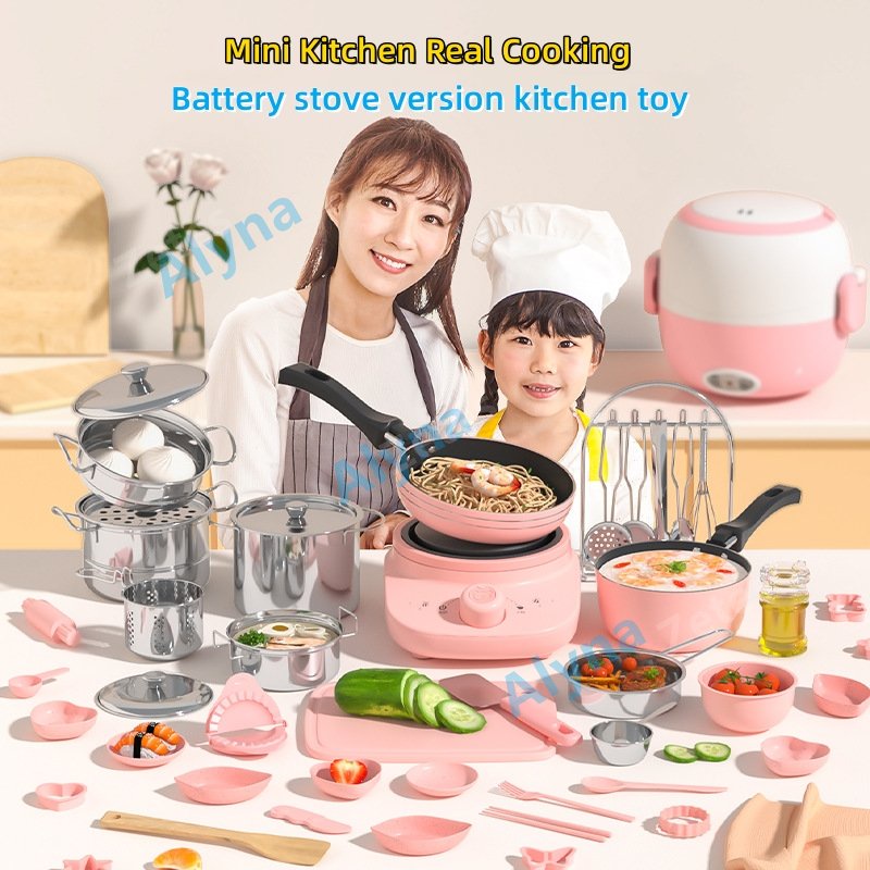 Real Mini Cooking Set for Kids Kitchen Set Toys Stainless Steel Food ...