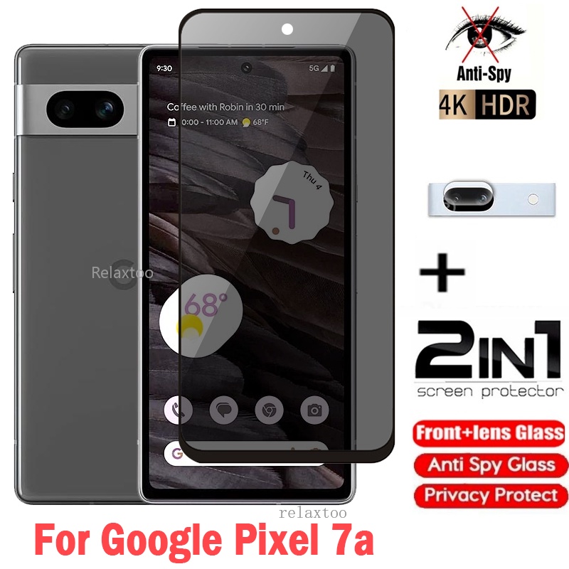 Privacy Screen Protect Glass Film For Google Pixel 9 8 7 Pro A 7A 8A 9A ...