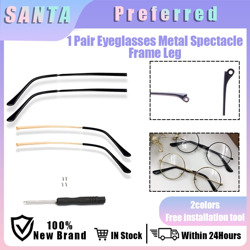 2Pcs Eyeglasses Temple Arm Replacement Metal Spectacle Frame Leg ...