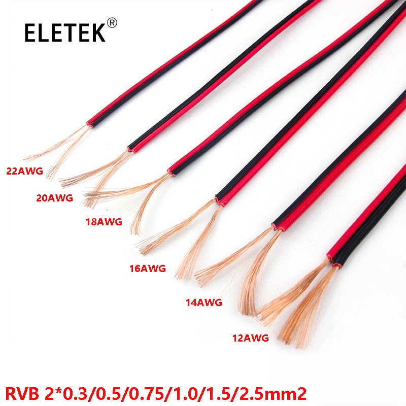 2Pin RVB Cable Electrico Copper Rubber Wire Red Black PVC Insulated ...