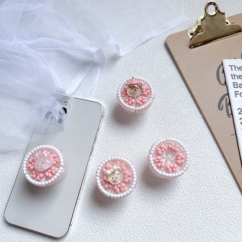 Pink Cute Cartoon Plain Color Phone Grips Griptok Bracket Plain Phone ...