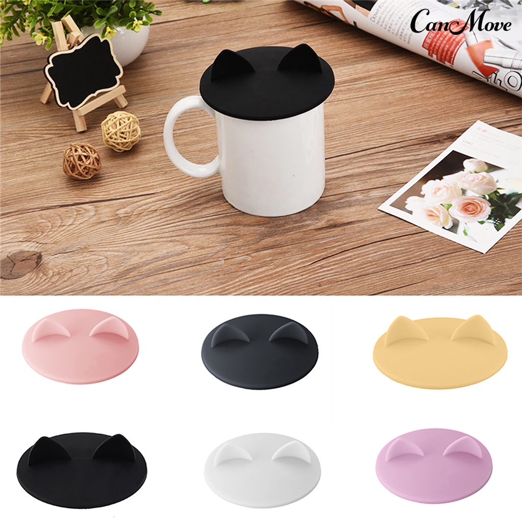 (CM)Cup Cover Leakproof Heat Resistant Silicone Cats Ear Seal Cap for ...