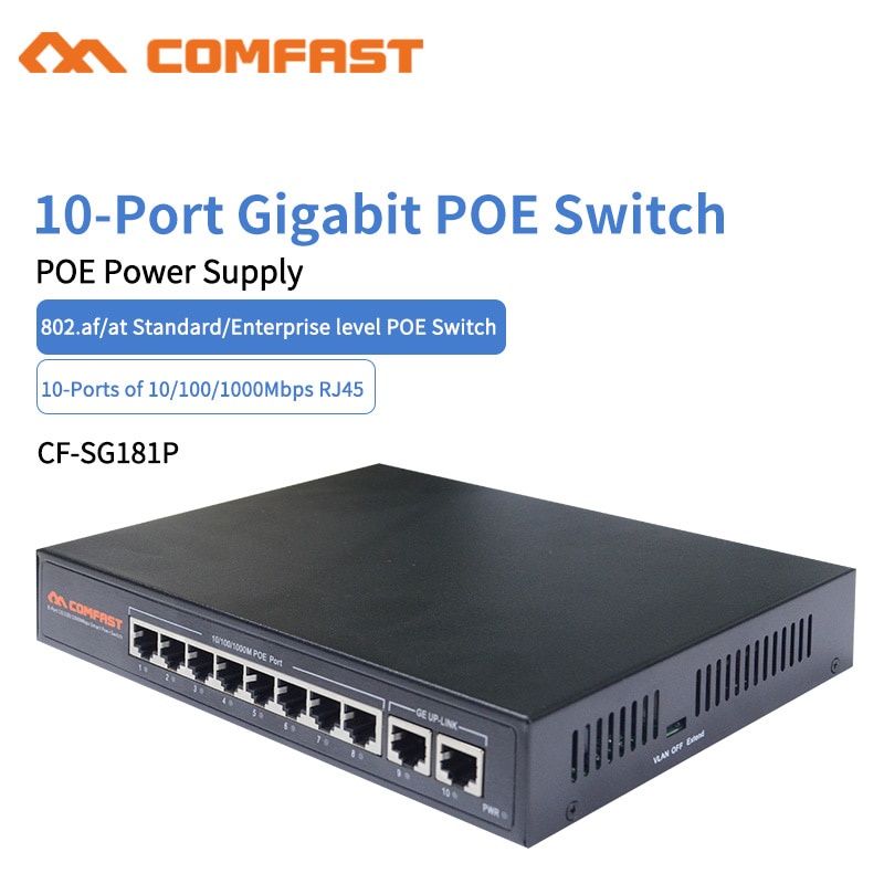COMFAST 10 Port Gigabit POE Network Switch Gigabit Switch ethernet 10 *10/100/1000Mbps RJ45Port ...