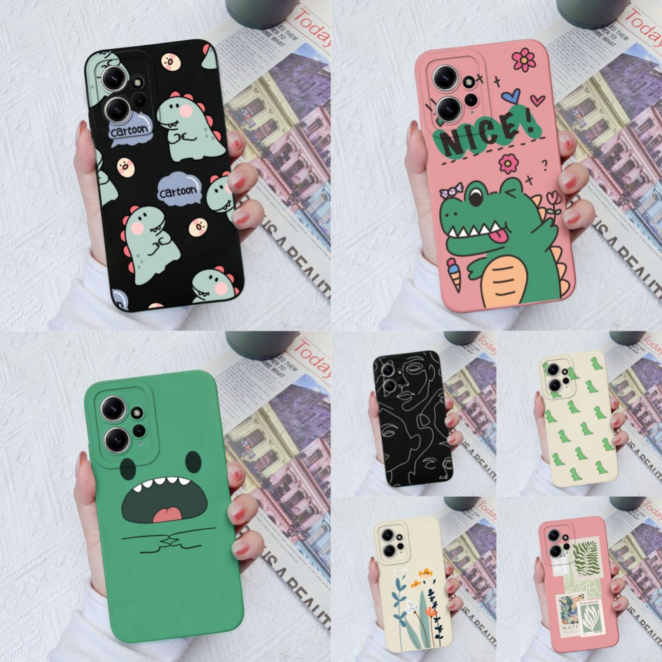 For Xiaomi Redmi Note12 Casing Cute Dinosaur High Quality Square Liquid ...