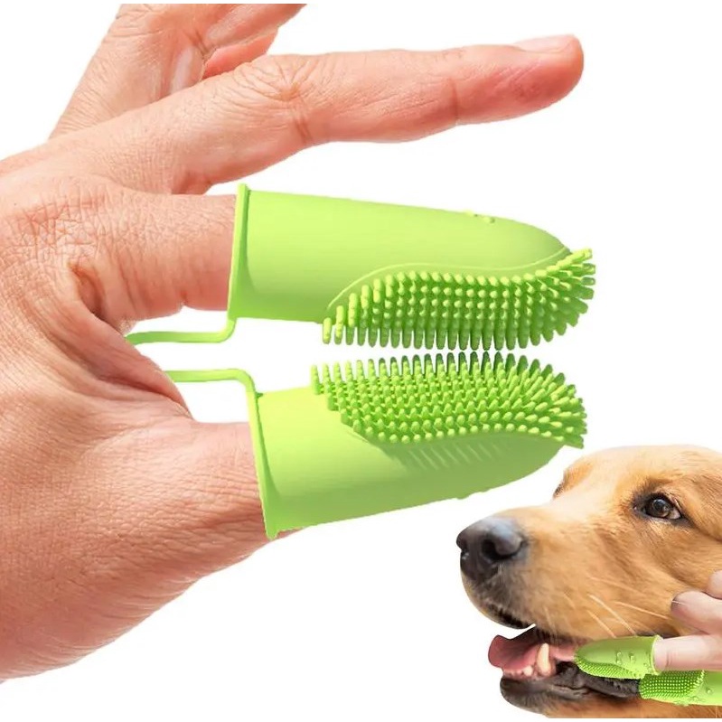 Dog Super Soft Double Finger Toothbrush Pet Teeth Clean Bad Breath Care ...