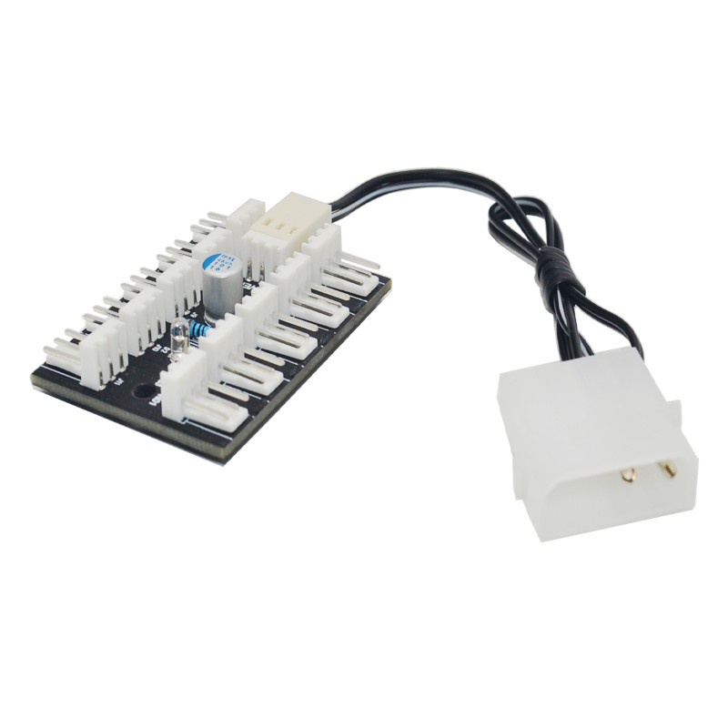 Computer PC Fan Hub Fan Speed Controller Molex Power Cable 1 to 10 Fan ...