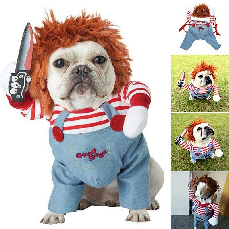 Dog Cat Pet Funny Costume Chucky Deadly Doll Cosplay Party Fancy ...