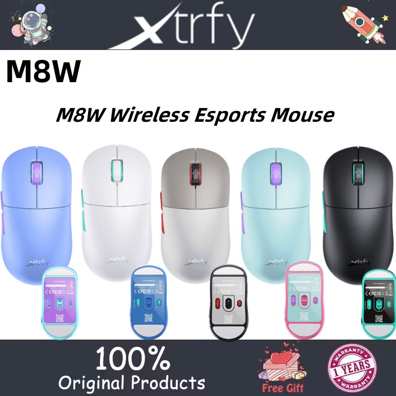 Xtrfy M8W gaming wireless mouse 55g lightweight esports charging 3395 ultra low button dual mode ...