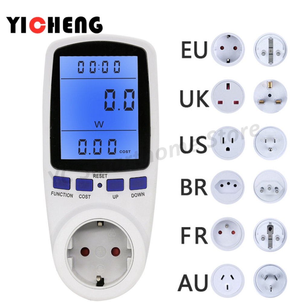 Backlight EU US UK FR AU BR Socket wattmeter power meter energy meter ...