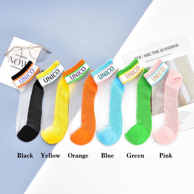 Socks Women's Summer New Transparent Glass Silk Thin Yarn Socks Elastic ...