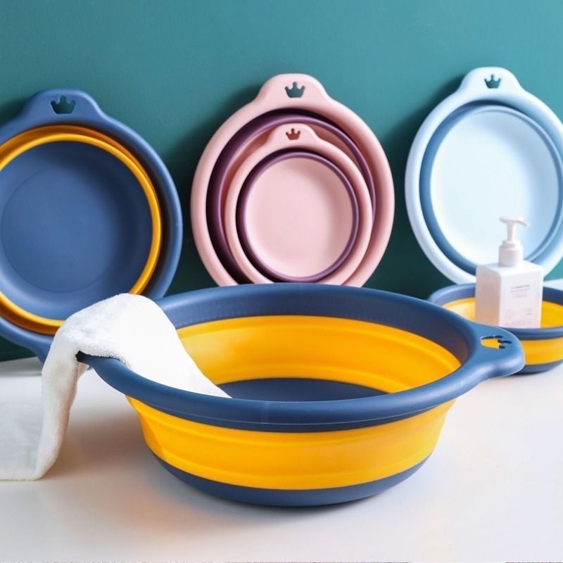 Foldable Basin Silicone Round Basin Portable and Space-saver Household ...