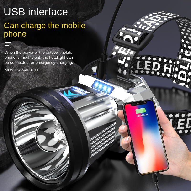 Super Brigh Led Headlight Long-Range Rechargeable Head-Mounted Night Fishing Flashlight Xenon ...
