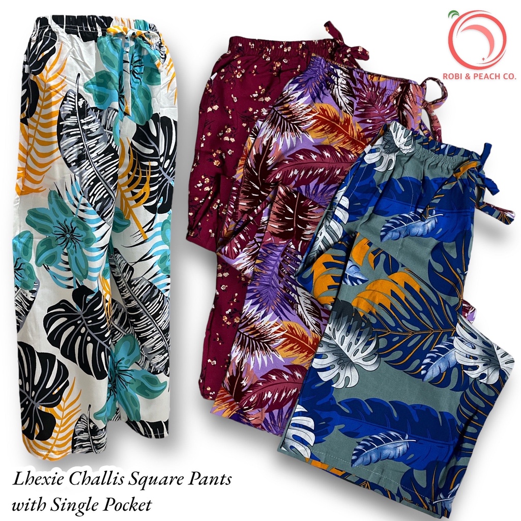 Robi & Peach: Lhexie Printed Challis Square Pants with Single Pocket ...