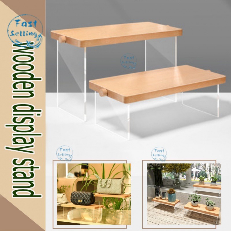 Beech Display Rack Wooden Ladder Jewelry Shoe Leather Bag Shelf Acrylic ...