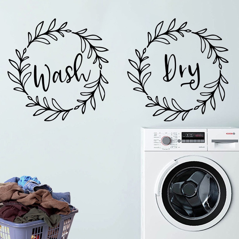 Washing Machine Washroom Vinyl Glass Sticker Wall Decorative Decal for ...