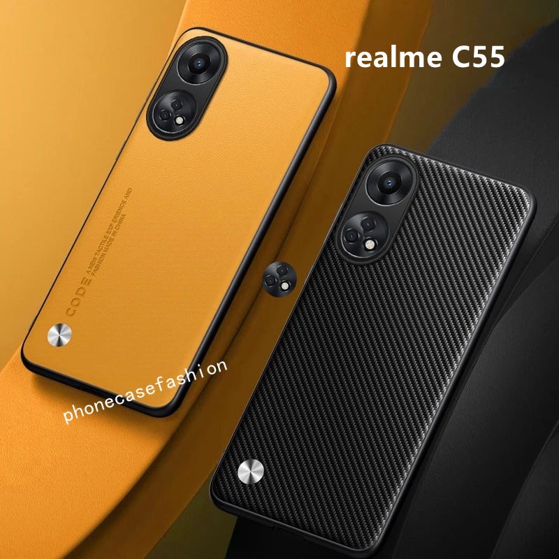 Casing For realme C55 NFC 2023 real me Plain Skin Leather phone case ...