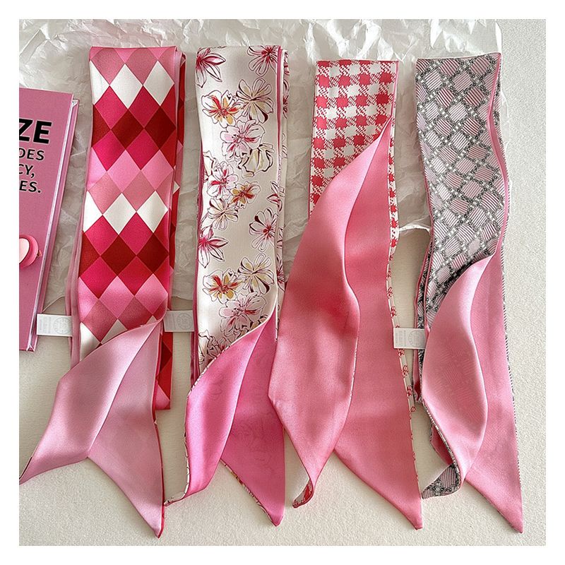Pink Long Scarf Multifunctional Hair Band Bow Bag Decoration | Shopee ...
