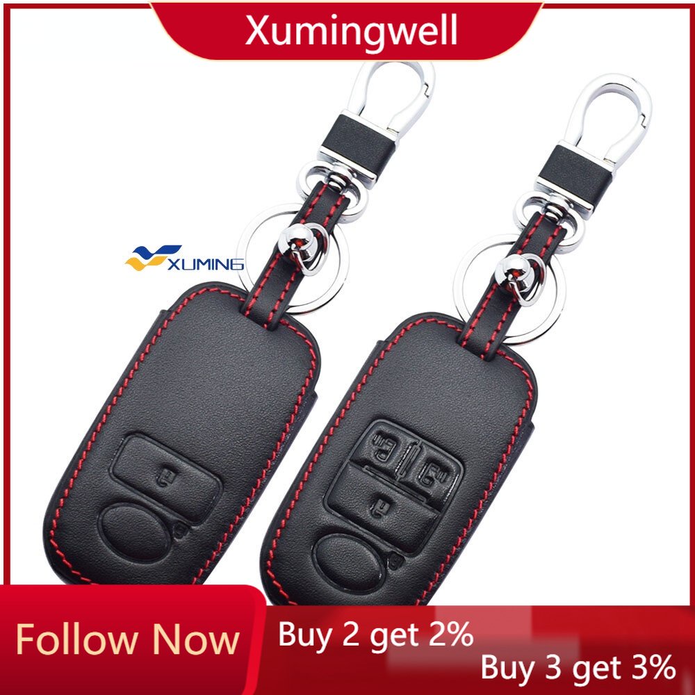2 4 Button Smart Keyless Entry Remote Control Leather Car Key Cover ...