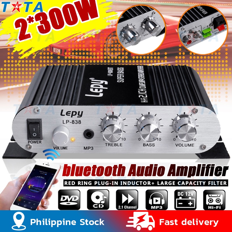 Mini Lepy LP-838 12V Hi-Fi Stereo Mega Bass Car Amplifier 2.1 Channel bluetooth Class D ...