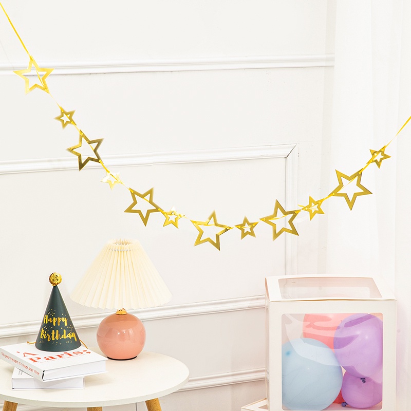 Star Triangle Flags Happy Birthday Banner Wall Background Design ...