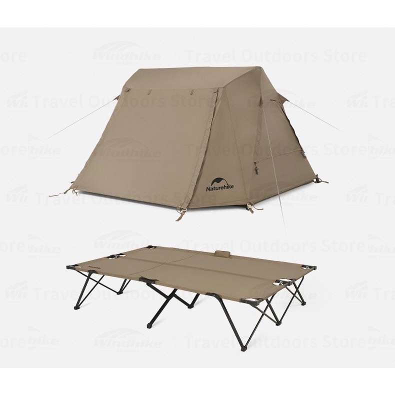 Naturehike A-TYPE Series Off Ground Automatic Camping Waterproof Tent + Cot Folding Bed 1-2 ...