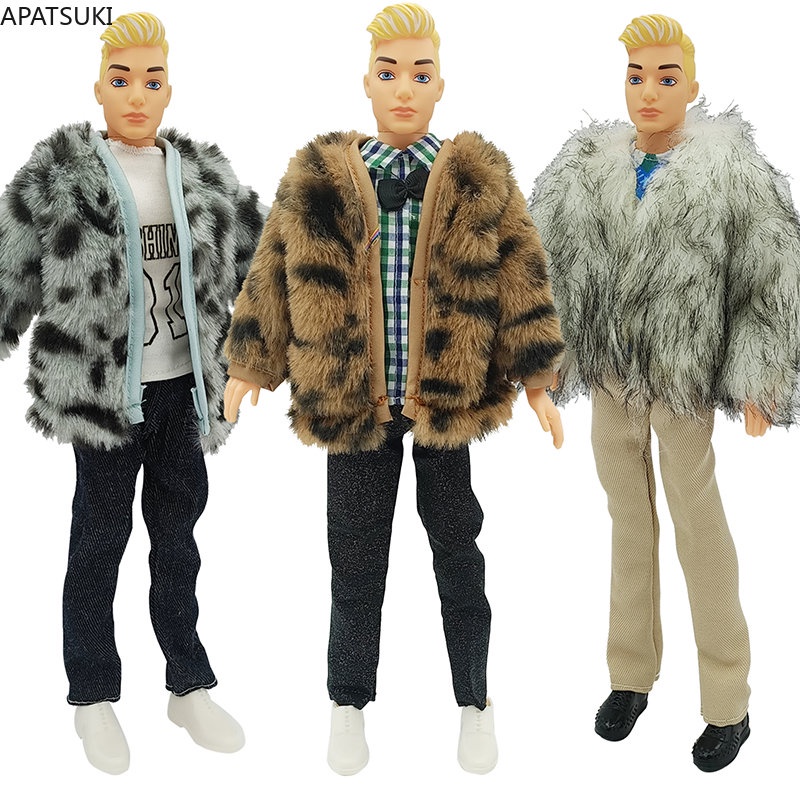 Faux Fur 1/6 Doll Clothes For Ken Boy Doll Outfits Jacket T-shirt Pants ...